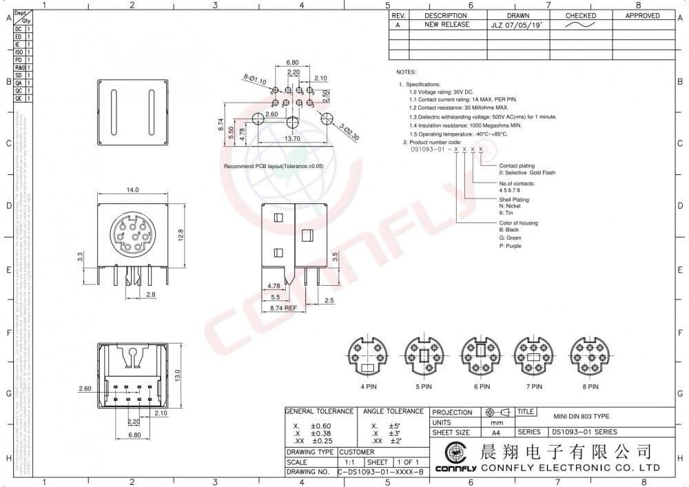 DS1093-01-PN60 technical document page 1