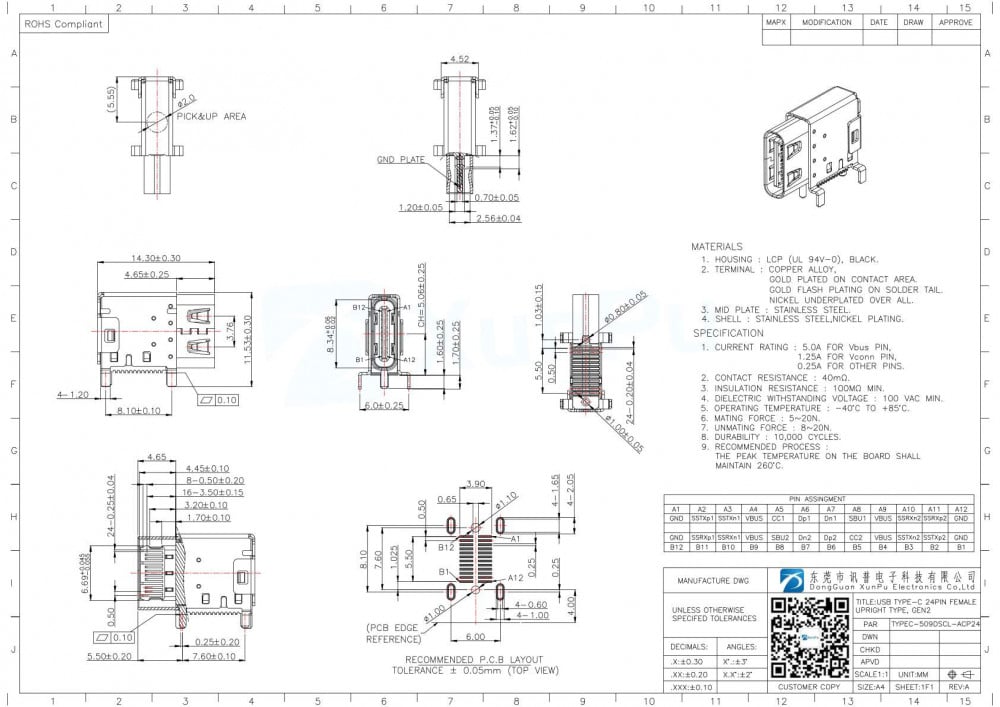 TYPEC-509DSCL-ACP24 official drawing page 1