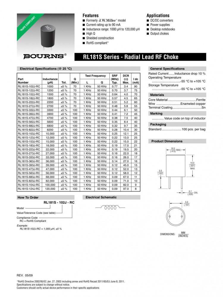 RL181S series technical datasheet page