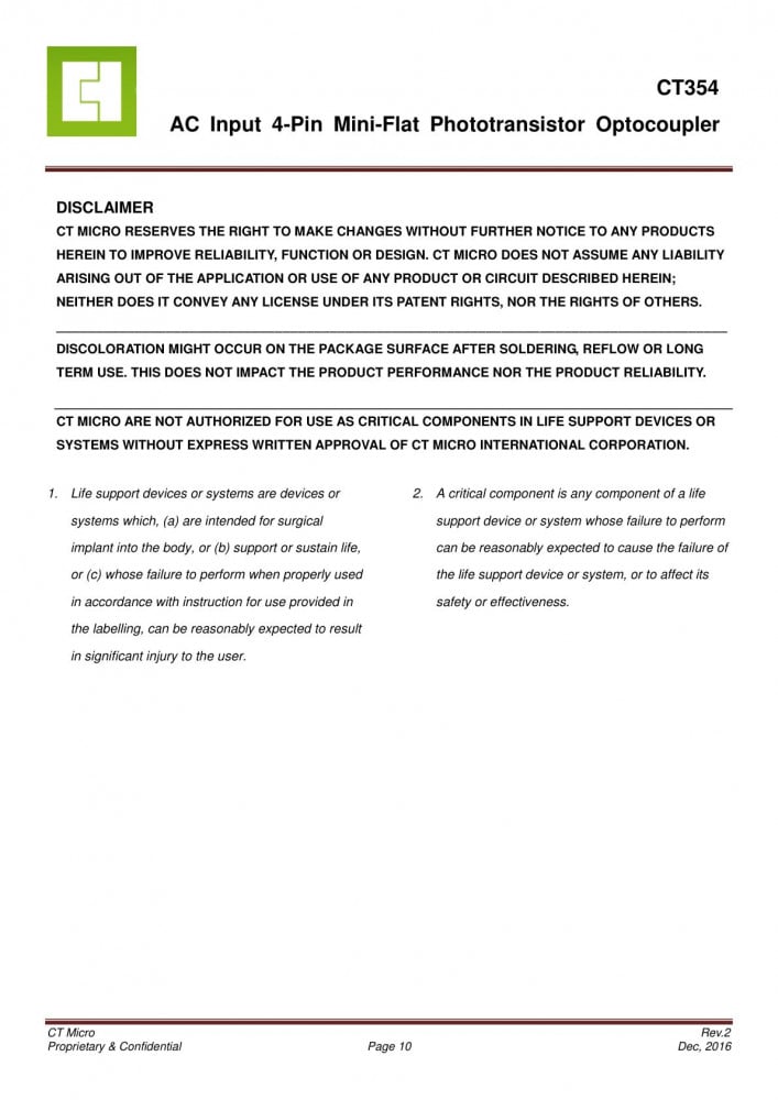 CT354(T1) datasheet page 10