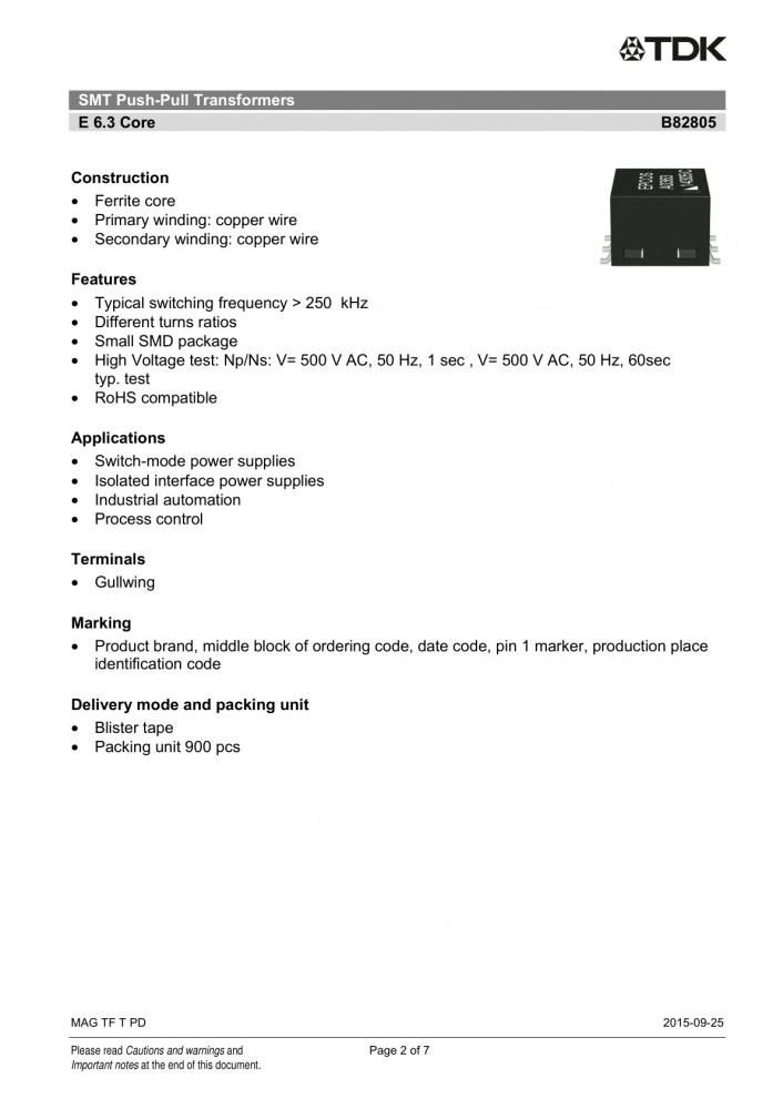 B82805 datasheet page 2