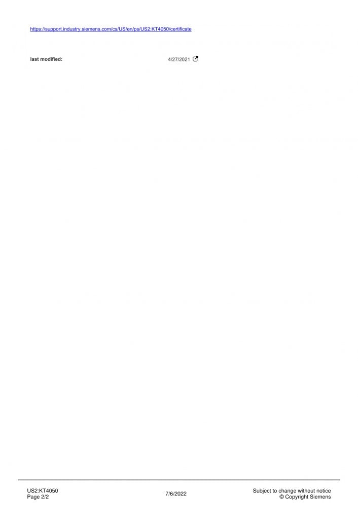 SIEMENS KT4050 technical document page 2