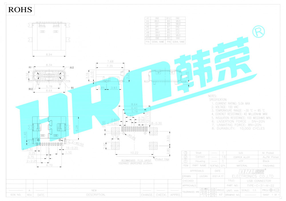 TYPE-C-31-M-22 technical drawing