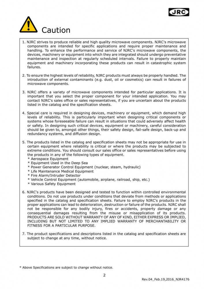 NJR4176 specification sheet page 2