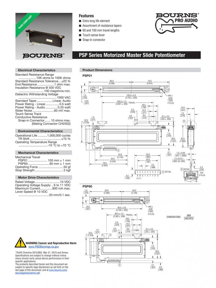 BOURNS PSP Series datasheet page 1