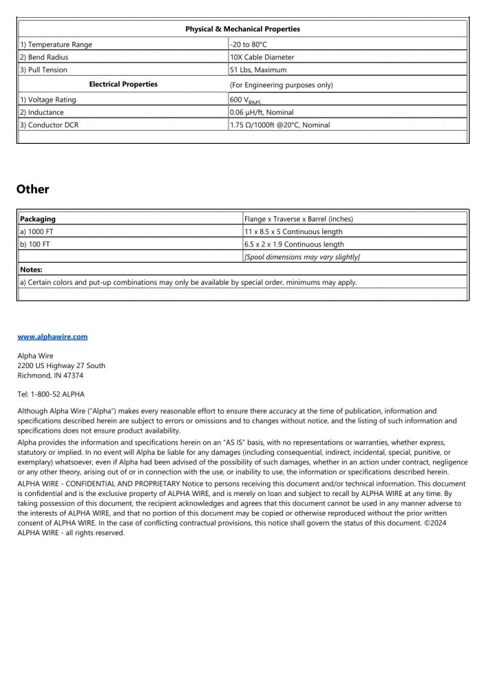 Alpha Wire 1651 technical specification page 2