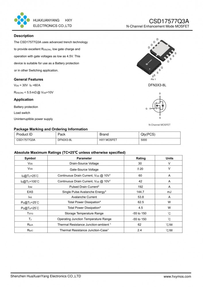 CSD17577Q3A-HXY datasheet page 1