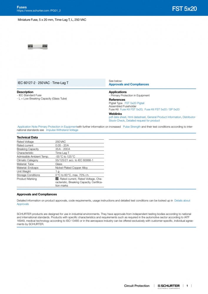 SCHURTER 0034.3127 datasheet page 1