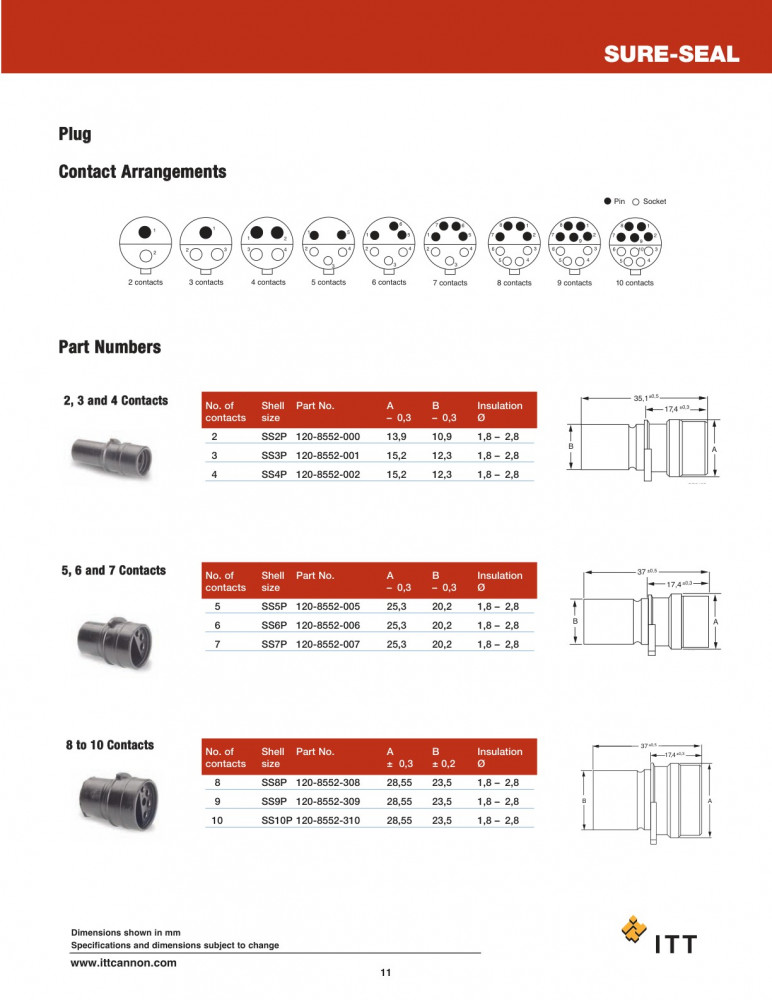 ITT CANNON 120-8552 series technical document page 1