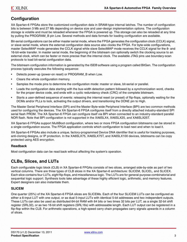 XA Spartan-6 specification page 3