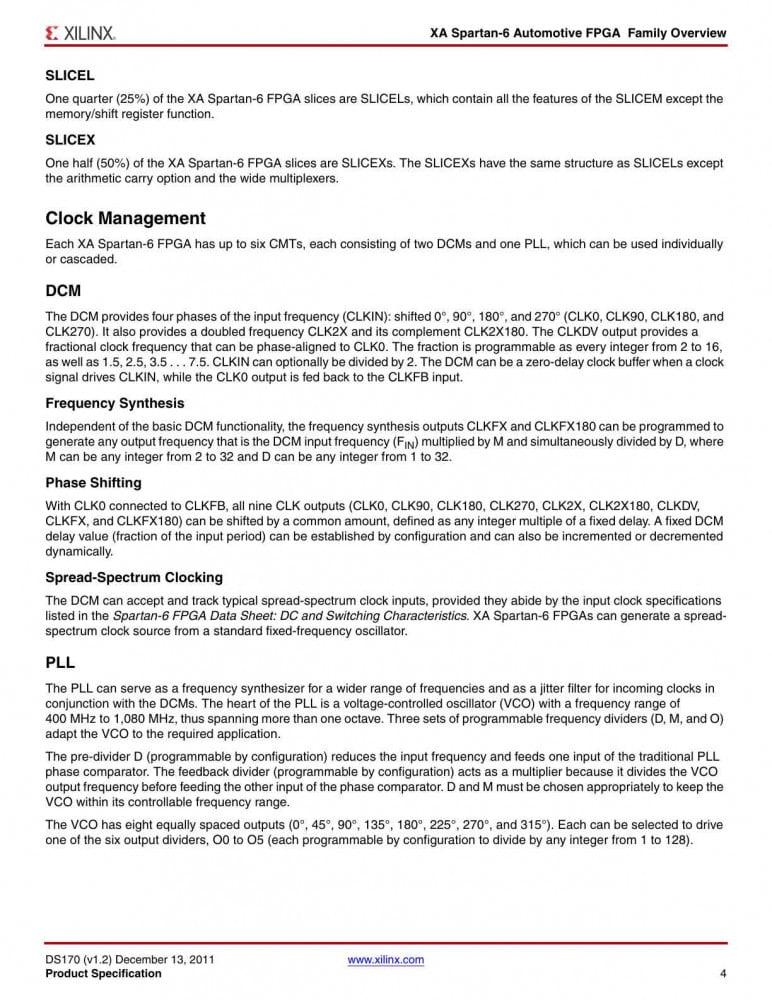XA Spartan-6 specification page 4