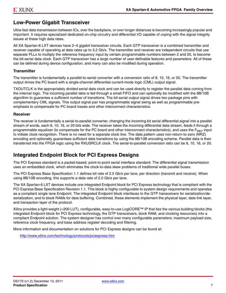 XA Spartan-6 specification page 7