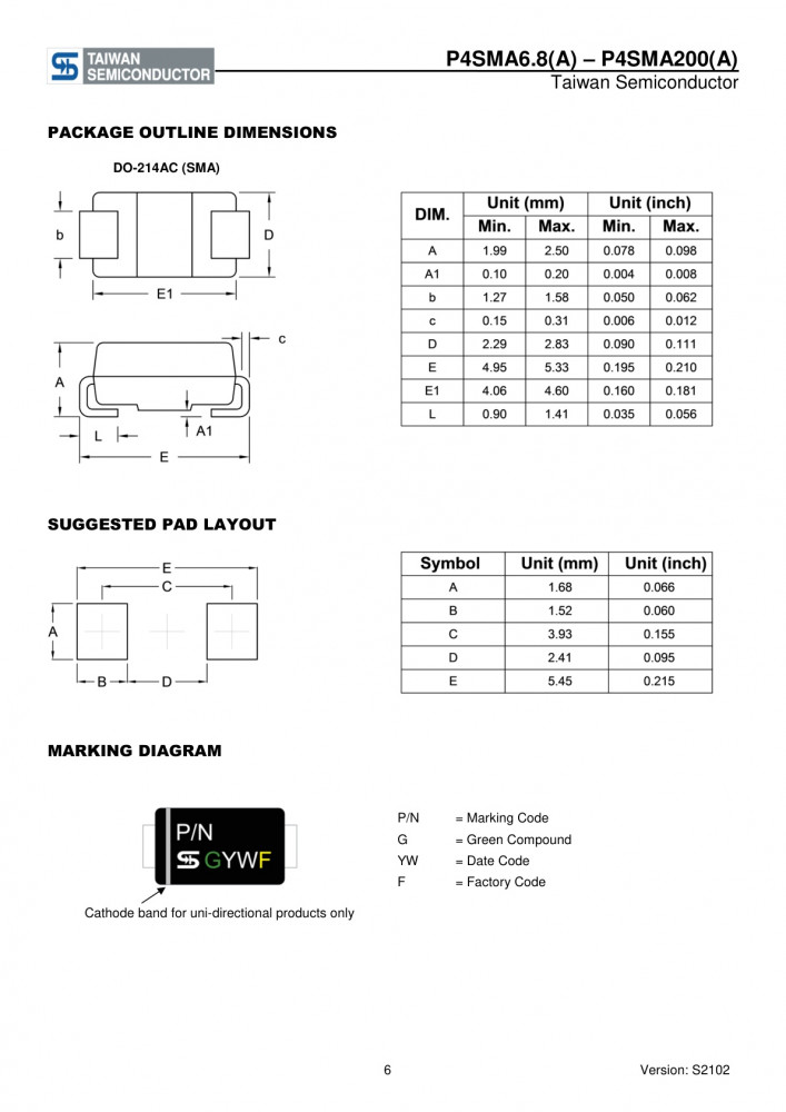 Taiwan Semiconductor P4SMA TVS datasheet page 6
