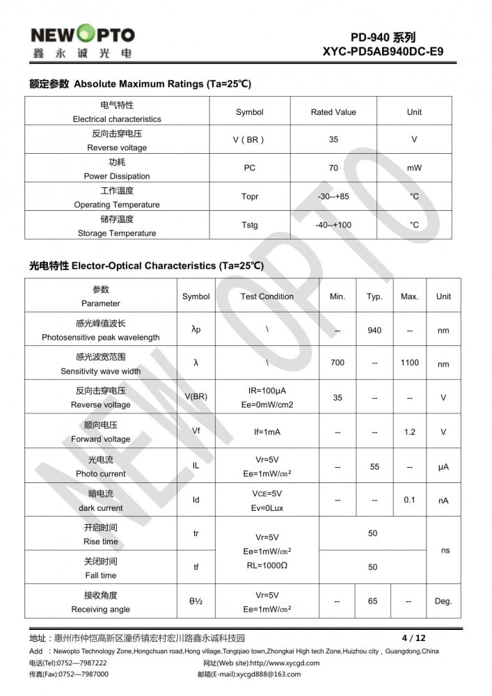 XYC-PD5AB940DC-E9 datasheet page 4