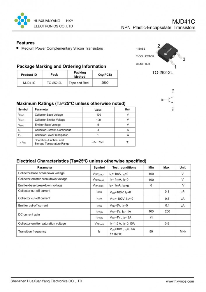 MJD41C datasheet page 1