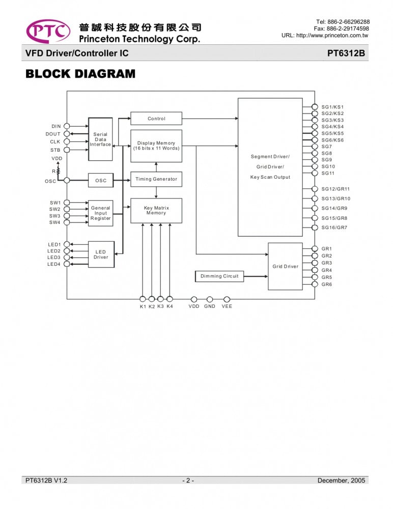 PT6312BLQ datasheet page 2