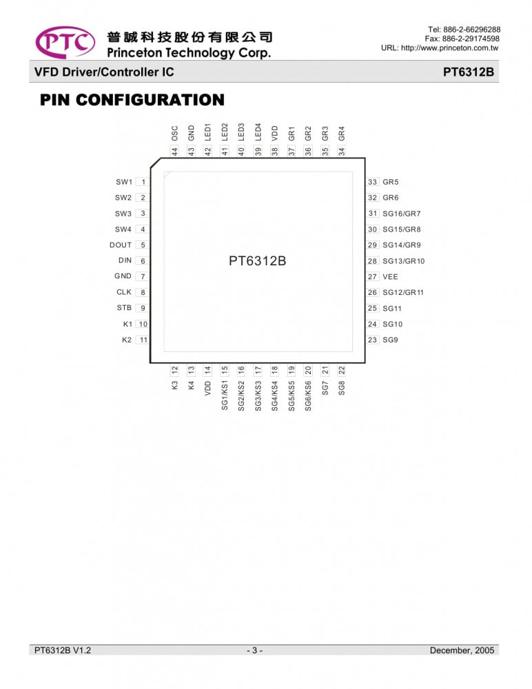 PT6312BLQ datasheet page 3