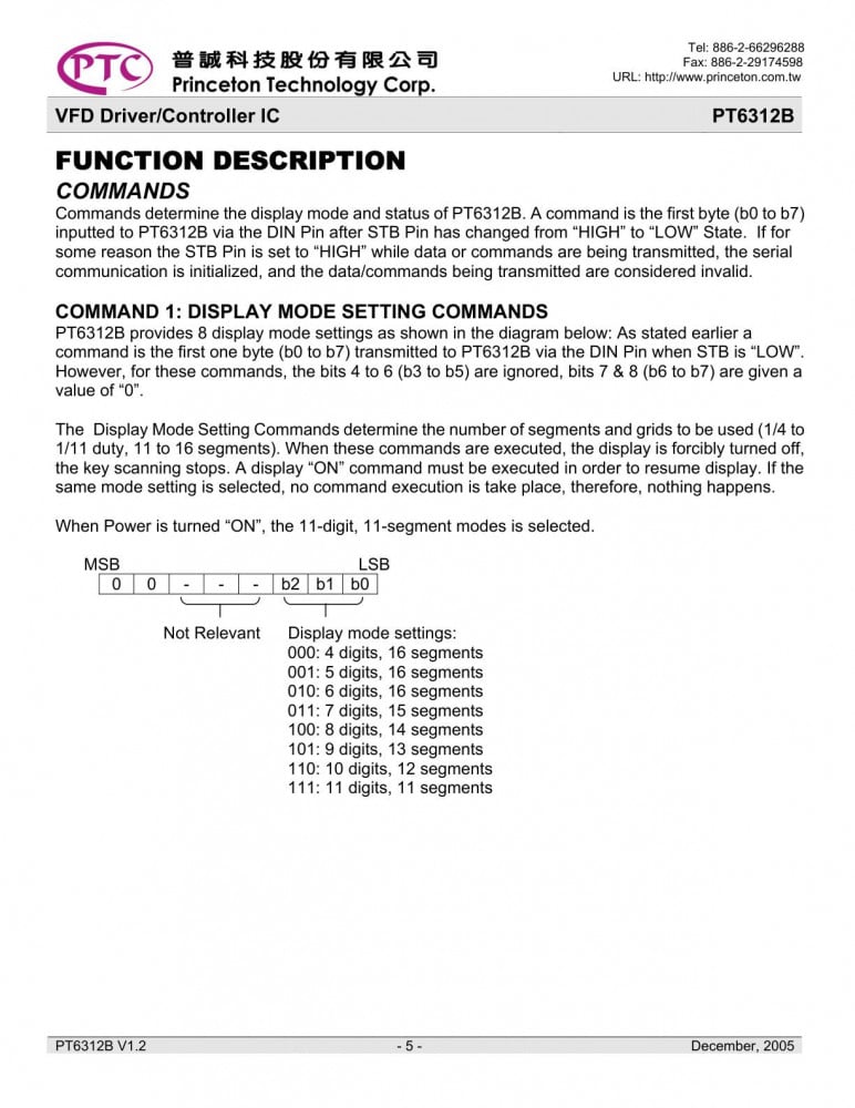 PT6312BLQ datasheet page 5