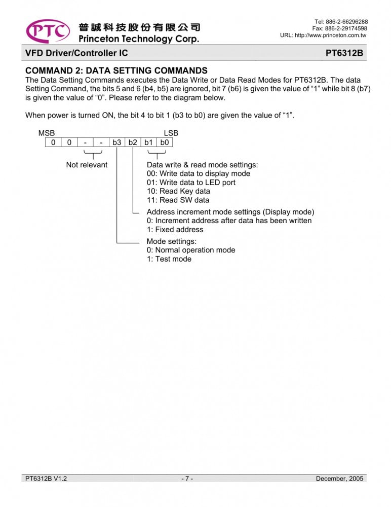 PT6312BLQ datasheet page 7