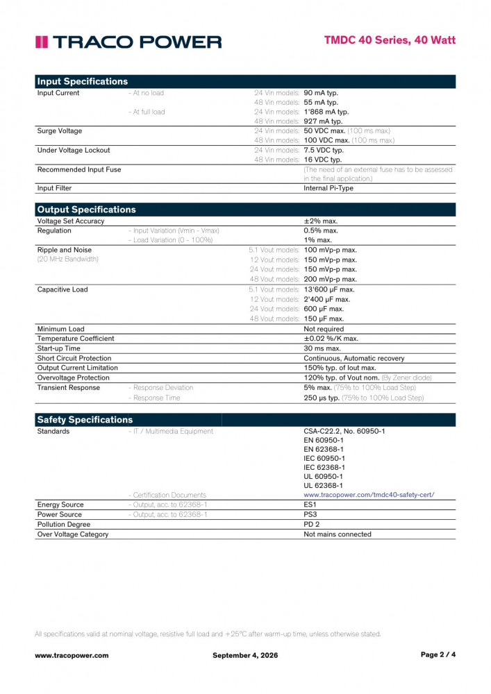 TMDC 40 series technical document, page 2