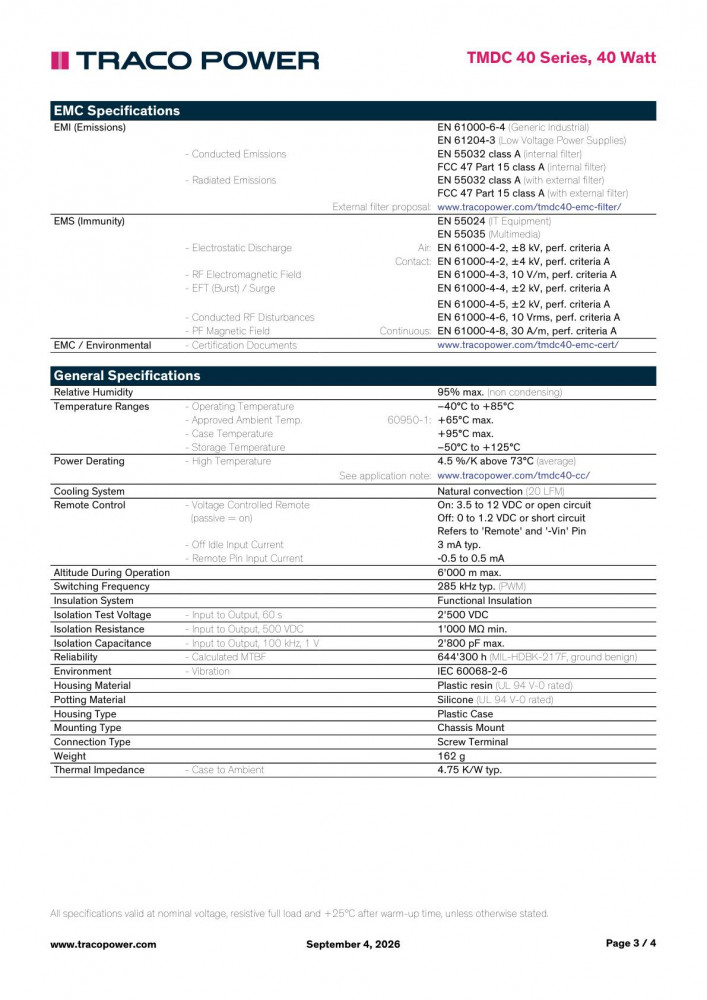 TMDC 40 series technical document, page 3