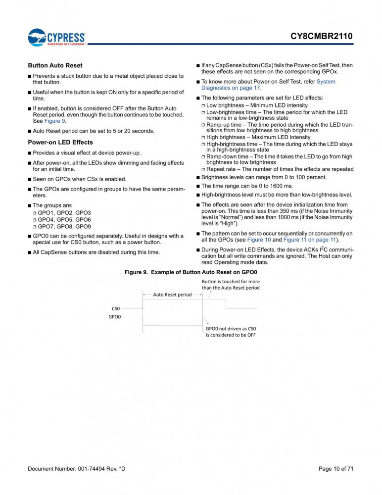 CY8CMBR2110 technical document page 10