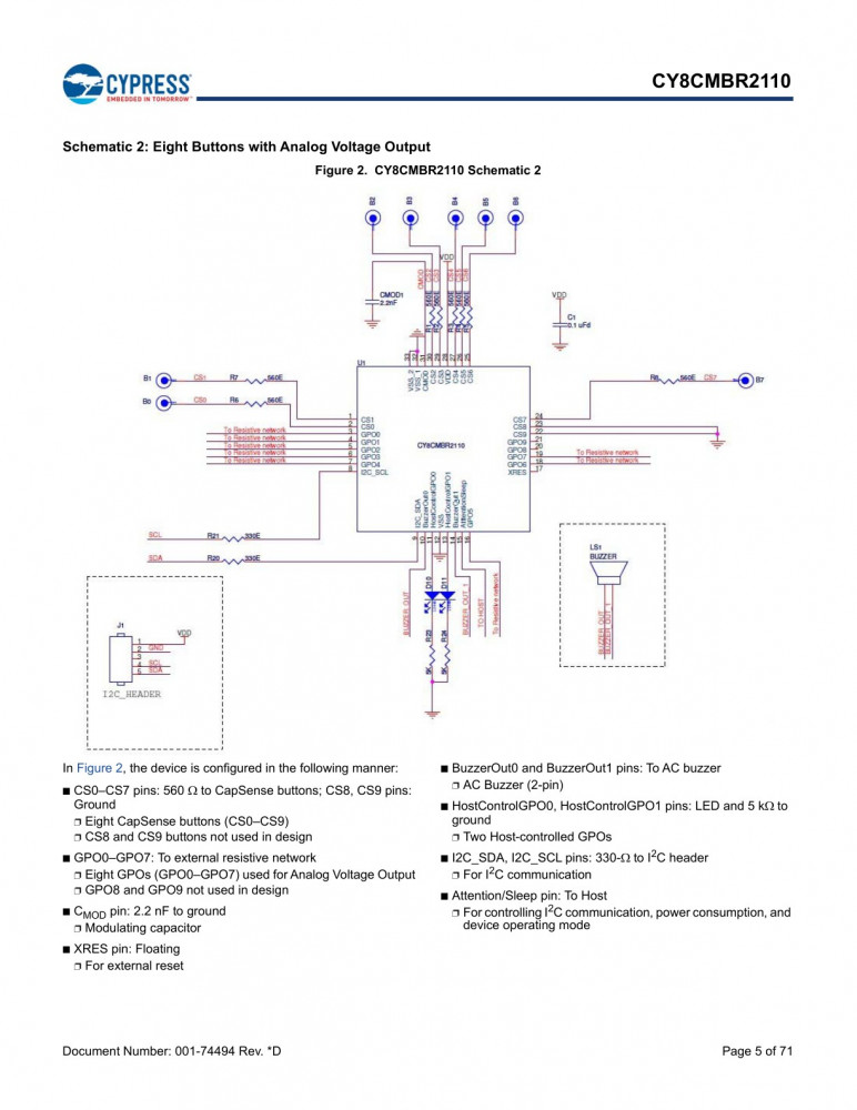 CY8CMBR2110 technical document page 5
