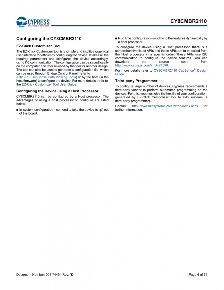 CY8CMBR2110 technical document page 6