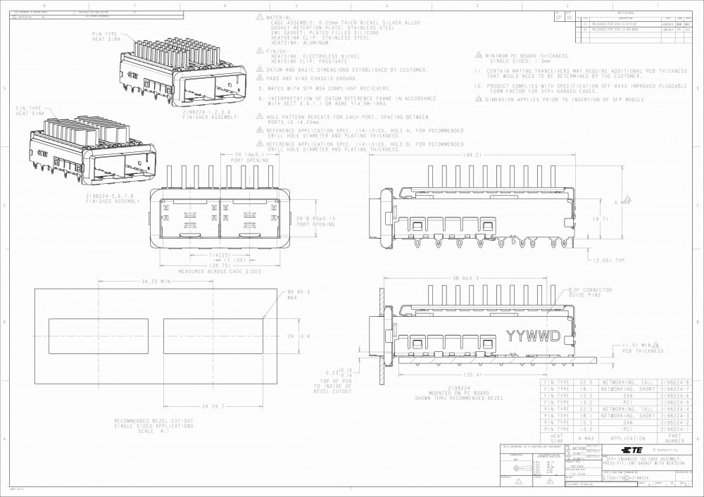 TE Connectivity 2198224-3 drawing page 1