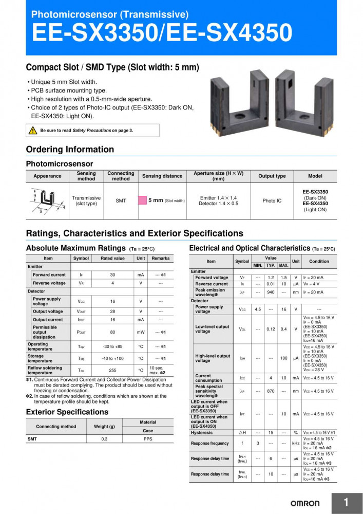 OMRON EE-SX3350 datasheet page 1