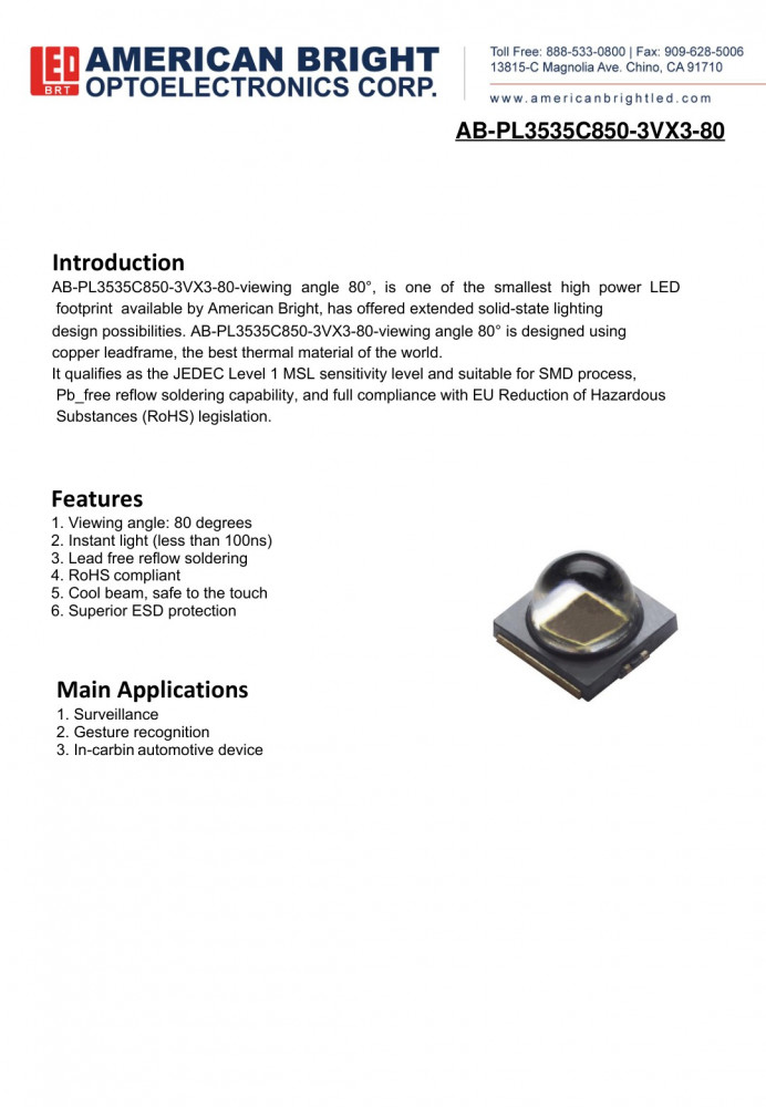 AB-PL3535C850-3VX3-80 datasheet page 1
