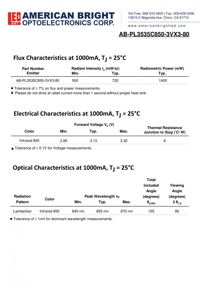 AB-PL3535C850-3VX3-80 datasheet page 3