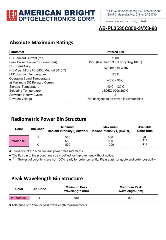 AB-PL3535C850-3VX3-80 datasheet page 4