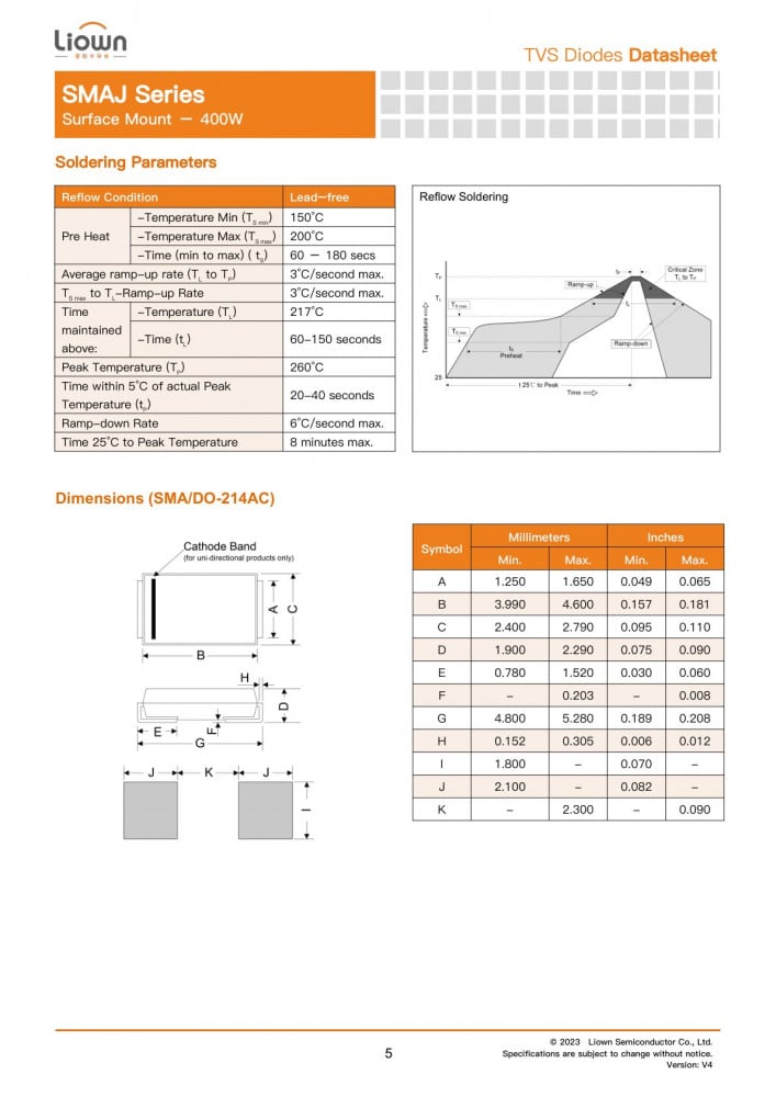 Liown SMAJ series datasheet page 5