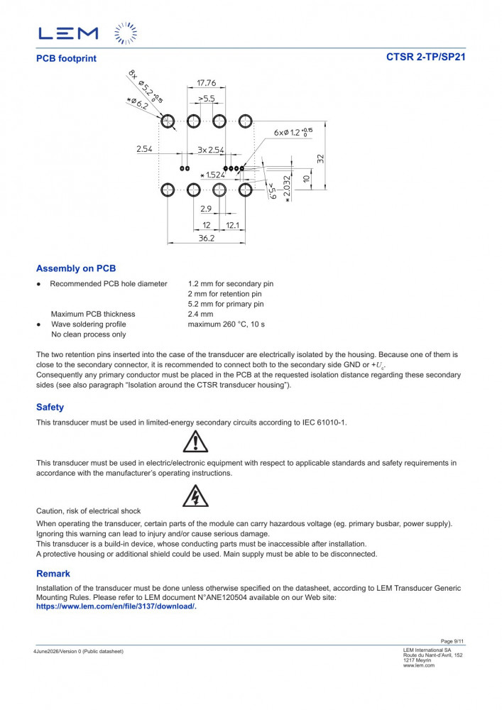CTSR 2-TP/SP21 technical document, page 9