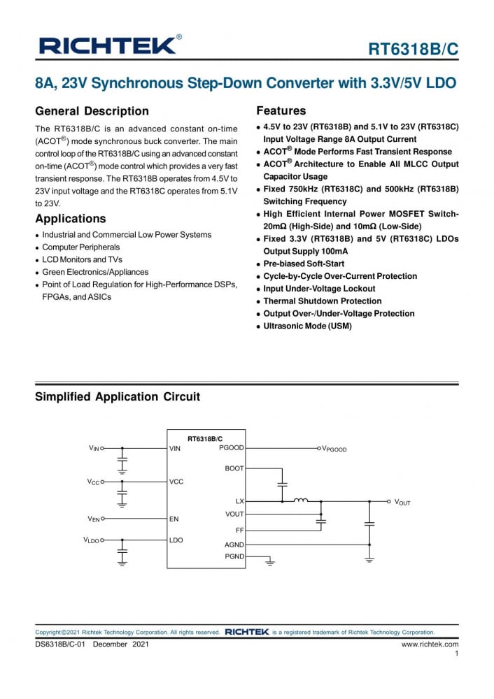 RT6318C datasheet page 1
