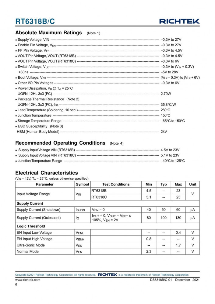 RT6318C datasheet page 6
