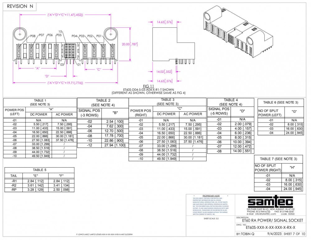 Samtec ET60 drawing page 7