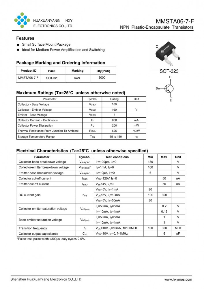 MMSTA06-7-F-HXY datasheet page 1