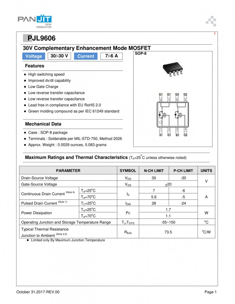 PJL9606 datasheet page 1