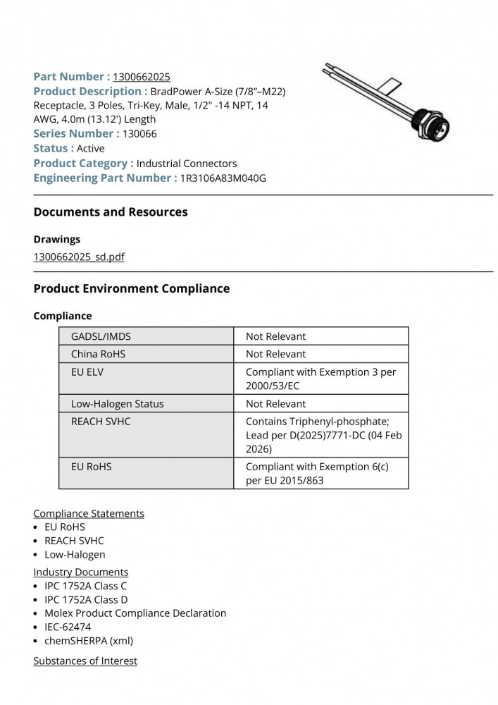 MOLEX product drawing page 1