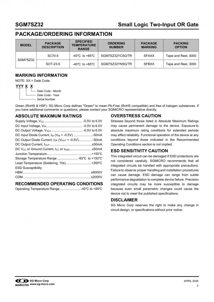 SGM7SZ32 datasheet page 2
