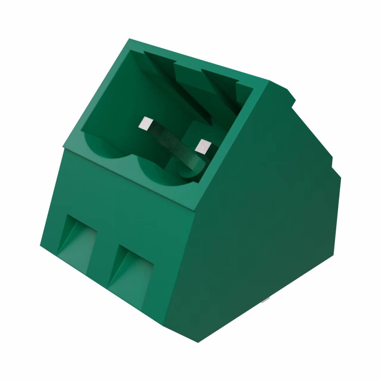 5.00mm Pitch Eurostyle 45° Angle PCB Header, Closed Ends, 2 Circuits, Green for sale