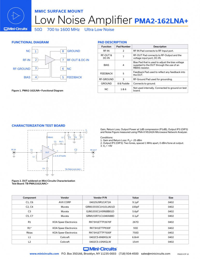 PMA2-162LNA+ document page 8