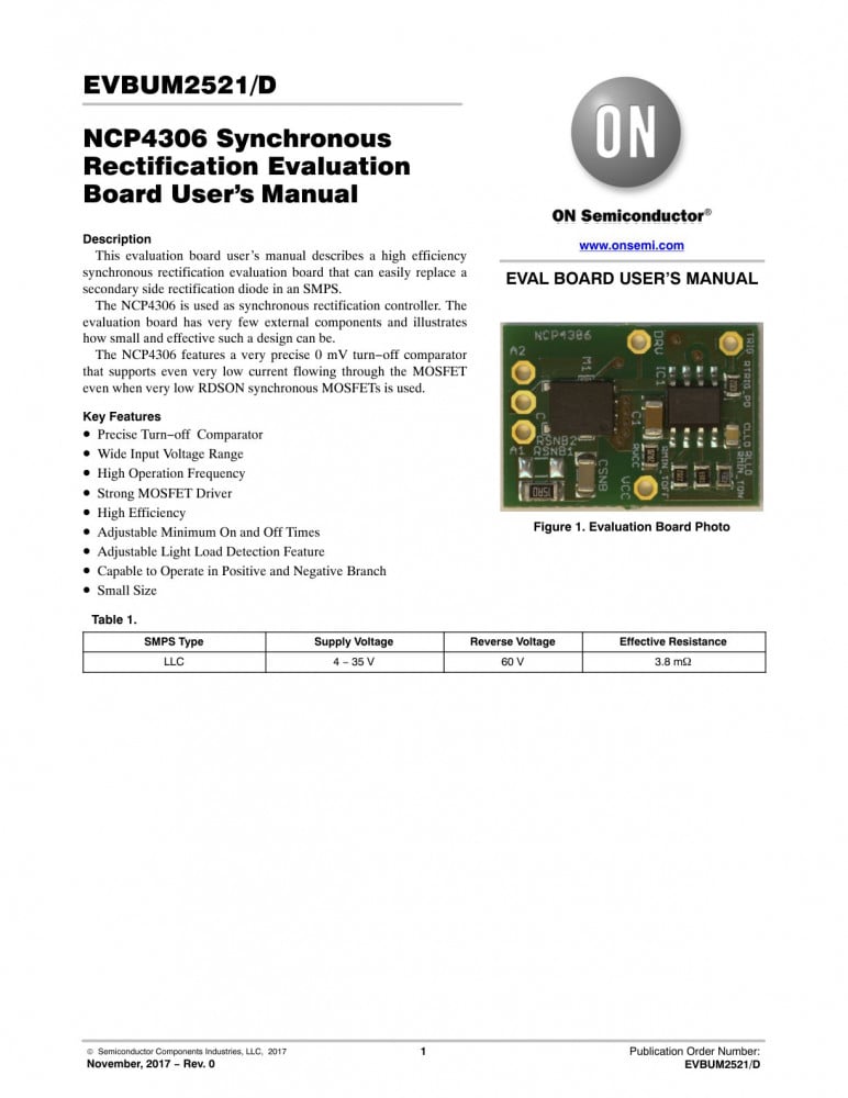 NCP4306 evaluation board manual page 1