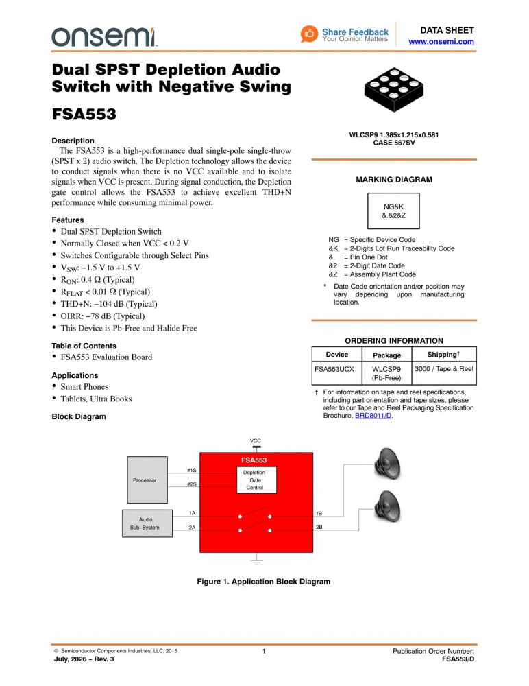 FSA553 datasheet page 1