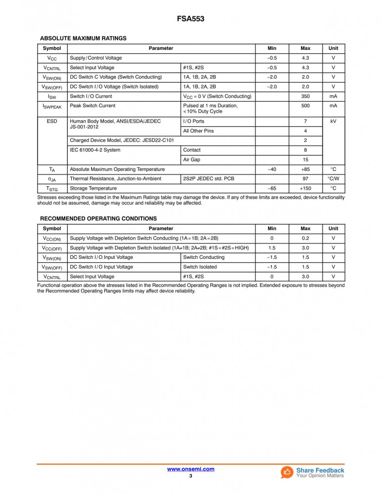 FSA553 datasheet page 3