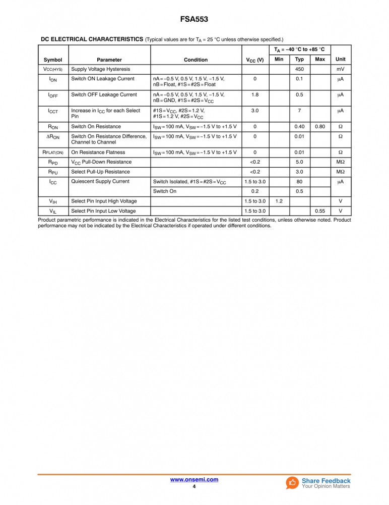 FSA553 datasheet page 4
