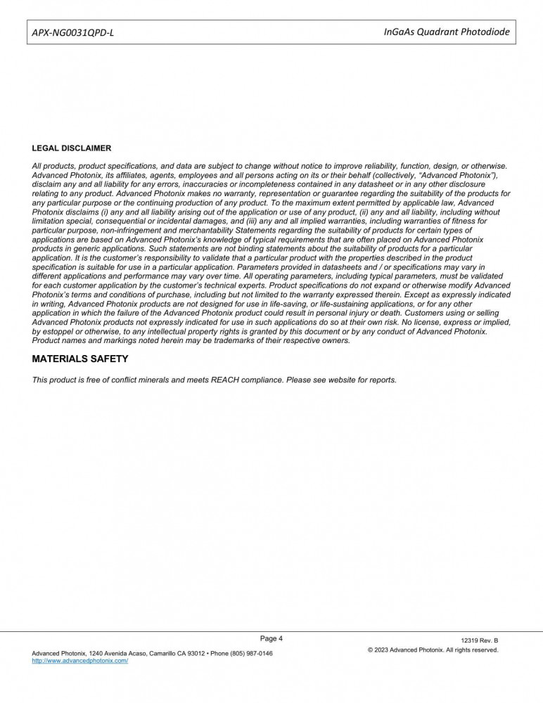APX-NG0031QPD-L datasheet page 4