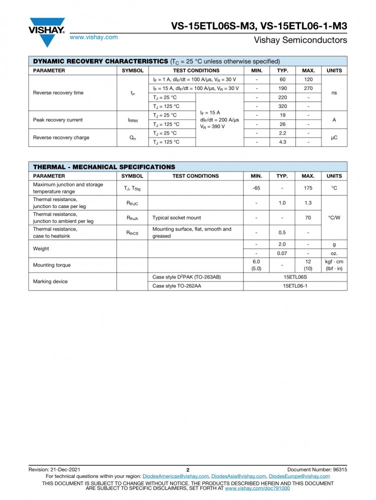 VS-15ETL06 datasheet page 2